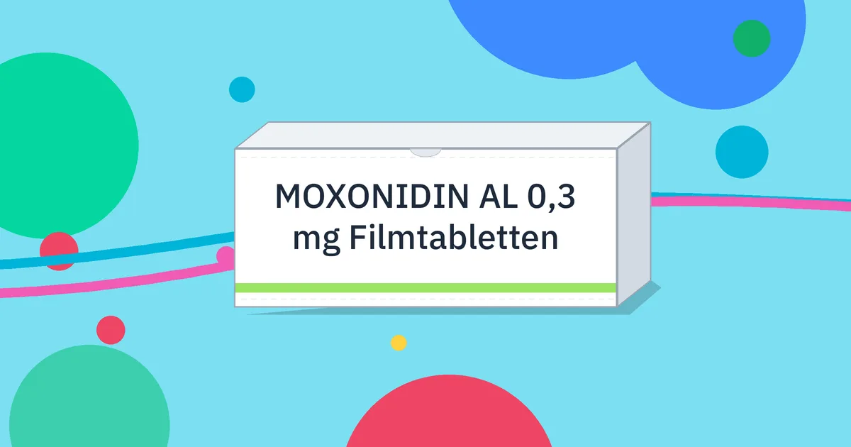 Symbolbild: Packung mit der Aufschrift MOXONIDIN AL 0,3 mg Filmtabletten (PZN 01036135) – Verfügbarkeit und Bezug in Apotheken in Frankfurt am Main