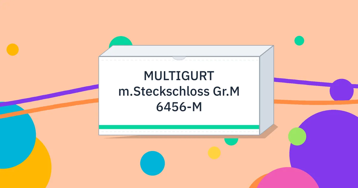 Symbolbild: Packung mit der Aufschrift MULTIGURT m.Steckschloss Gr.M 6456-M (PZN 13586473) – Verfügbarkeit und Bezug in Apotheken in Frankfurt am Main