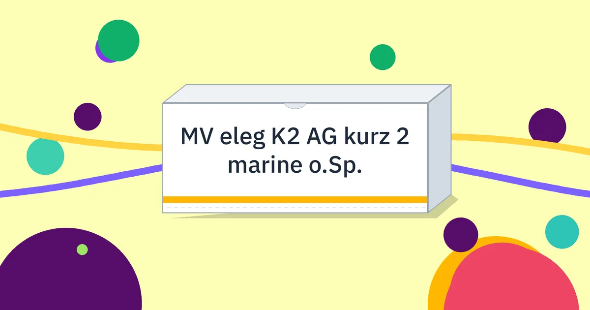 Symbolbild: Packung mit der Aufschrift MV eleg K2 AG kurz 2 marine o.Sp. (PZN 14607792) – Verfügbarkeit und Bezug in Apotheken in Frankfurt am Main