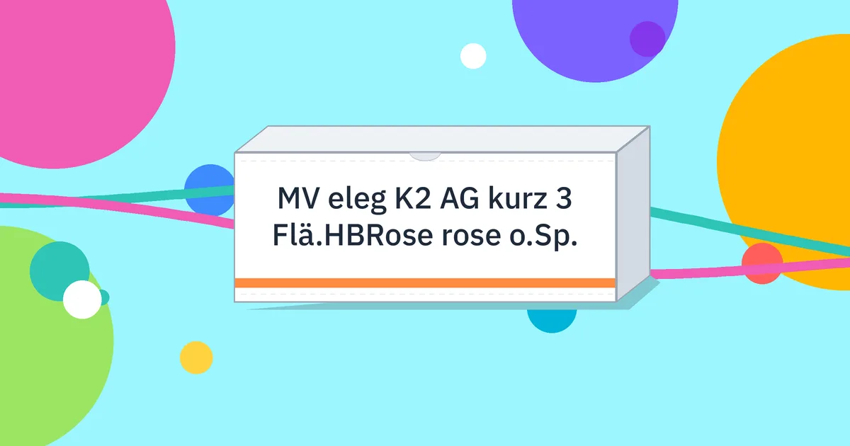 Symbolbild: Packung mit der Aufschrift MV eleg K2 AG kurz 3 Flä.HBRose rose o.Sp. (PZN 15703871) – Verfügbarkeit und Bezug in Apotheken in Frankfurt am Main