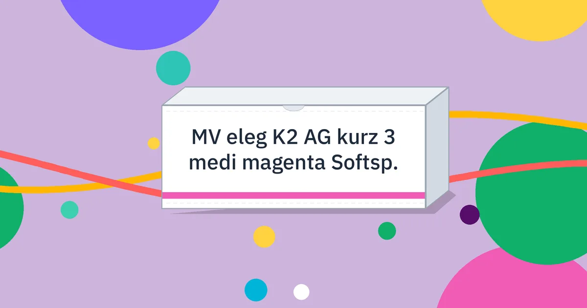 Symbolbild: Packung mit der Aufschrift MV eleg K2 AG kurz 3 medi magenta Softsp. (PZN 14638048) – Verfügbarkeit und Bezug in Apotheken in Frankfurt am Main