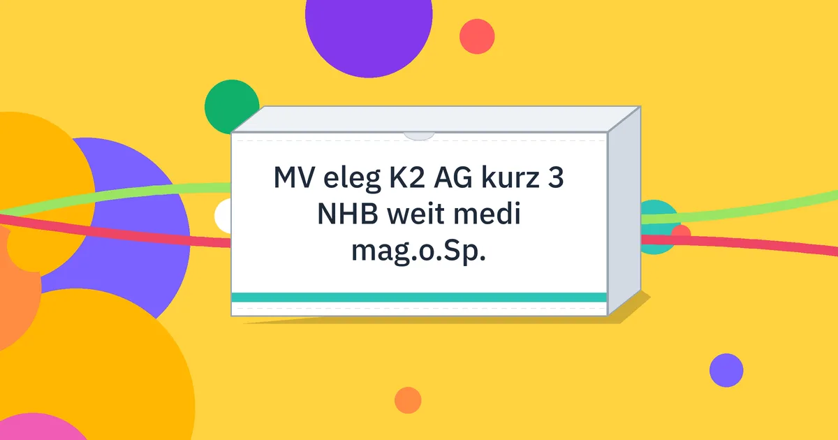 Symbolbild: Packung mit der Aufschrift MV eleg K2 AG kurz 3 NHB weit medi mag.o.Sp. (PZN 15714573) – Verfügbarkeit und Bezug in Apotheken in Frankfurt am Main