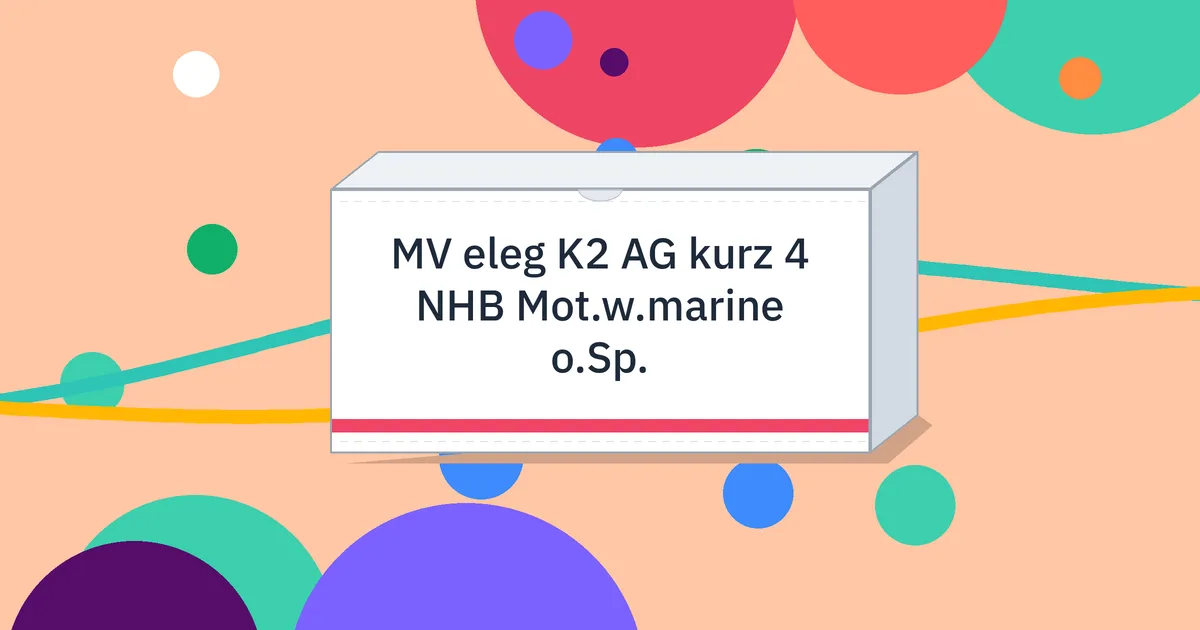 Symbolbild: Packung mit der Aufschrift MV eleg K2 AG kurz 4 NHB Mot.w.marine o.Sp. (PZN 15713415) – Verfügbarkeit und Bezug in Apotheken in Frankfurt am Main