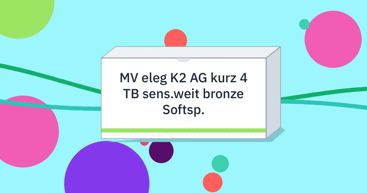 Symbolbild: Packung mit der Aufschrift MV eleg K2 AG kurz 4 TB sens.weit bronze Softsp. (PZN 14716877) – Verfügbarkeit und Bezug in Apotheken in Frankfurt am Main