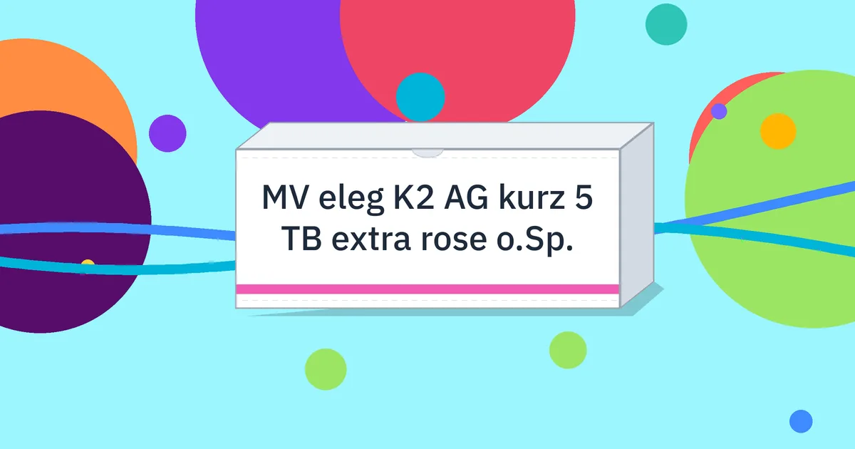 Symbolbild: Packung mit der Aufschrift MV eleg K2 AG kurz 5 TB extra rose o.Sp. (PZN 14696867) – Verfügbarkeit und Bezug in Apotheken in Frankfurt am Main