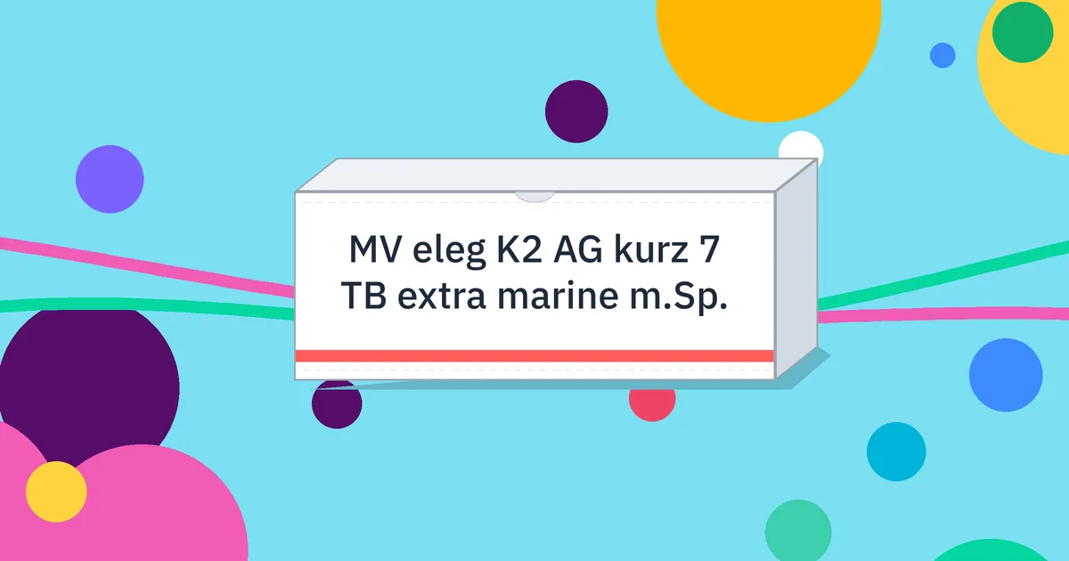 Symbolbild: Packung mit der Aufschrift MV eleg K2 AG kurz 7 TB extra marine m.Sp. (PZN 14606048) – Verfügbarkeit und Bezug in Apotheken in Frankfurt am Main