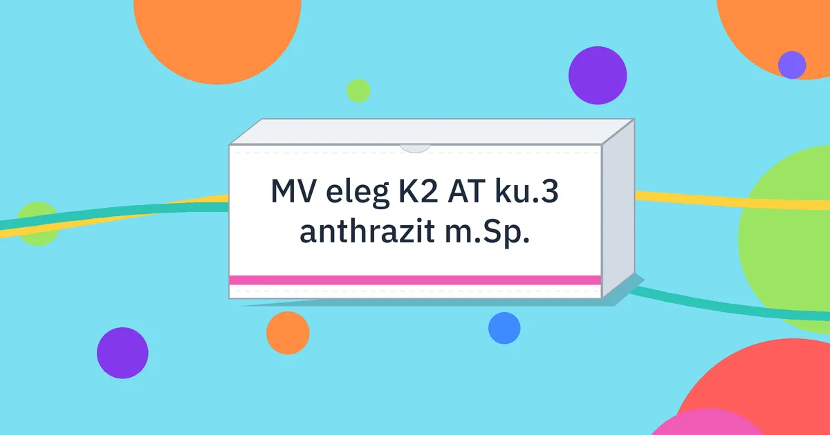 Symbolbild: Packung mit der Aufschrift MV eleg K2 AT ku.3 anthrazit m.Sp. (PZN 00643092) – Verfügbarkeit und Bezug in Apotheken in Frankfurt am Main