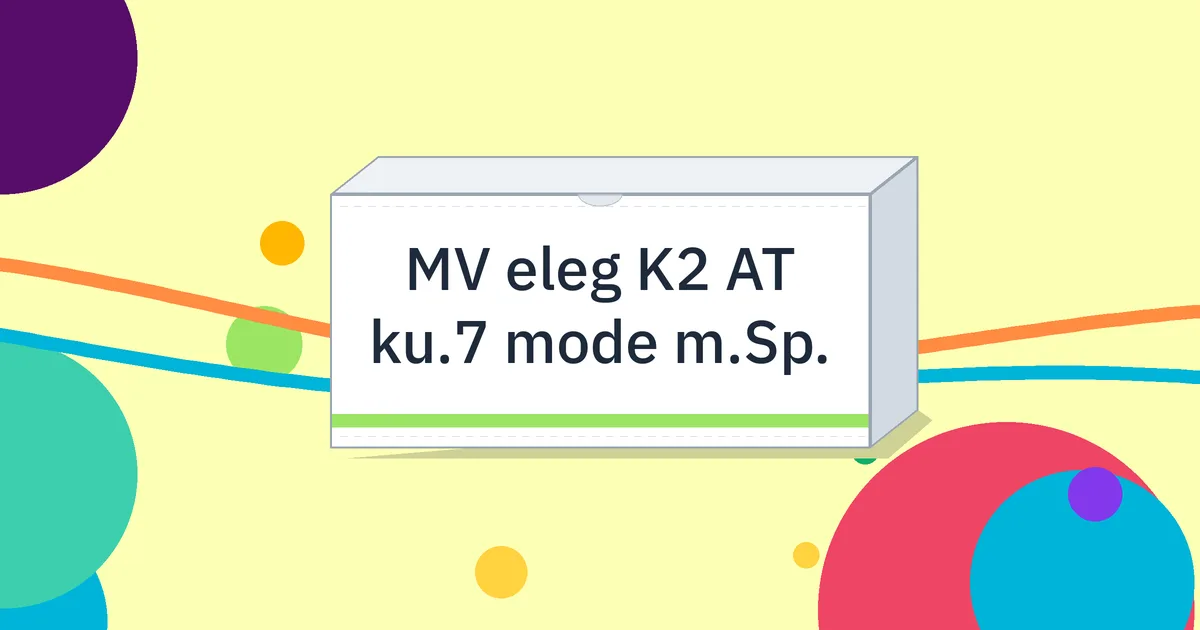 Symbolbild: Packung mit der Aufschrift MV eleg K2 AT ku.7 mode m.Sp. (PZN 06885229) – Verfügbarkeit und Bezug in Apotheken in Frankfurt am Main