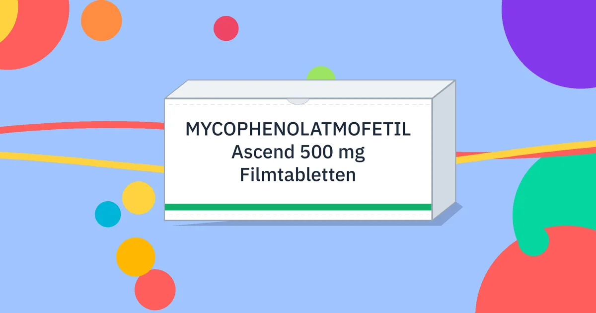 Symbolbild: Packung mit der Aufschrift MYCOPHENOLATMOFETIL Ascend 500 mg Filmtabletten (PZN 16127375) – Verfügbarkeit und Bezug in Apotheken in Frankfurt am Main