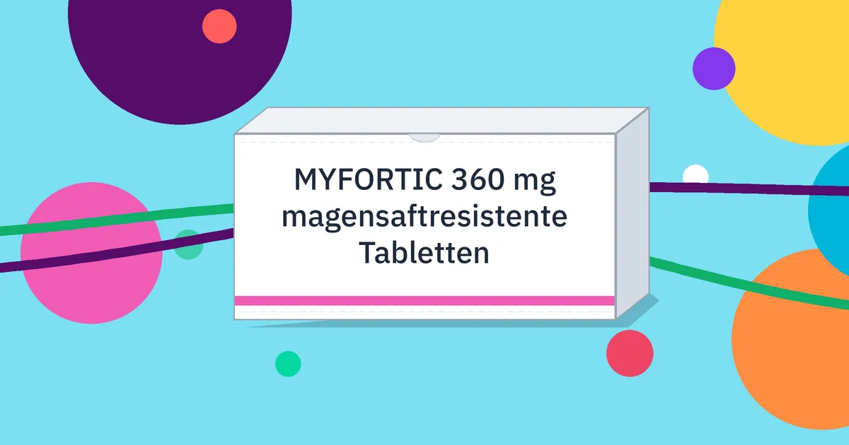 Symbolbild: Packung mit der Aufschrift MYFORTIC 360 mg magensaftresistente Tabletten (PZN 16701503) – Verfügbarkeit und Bezug in Apotheken in Frankfurt am Main