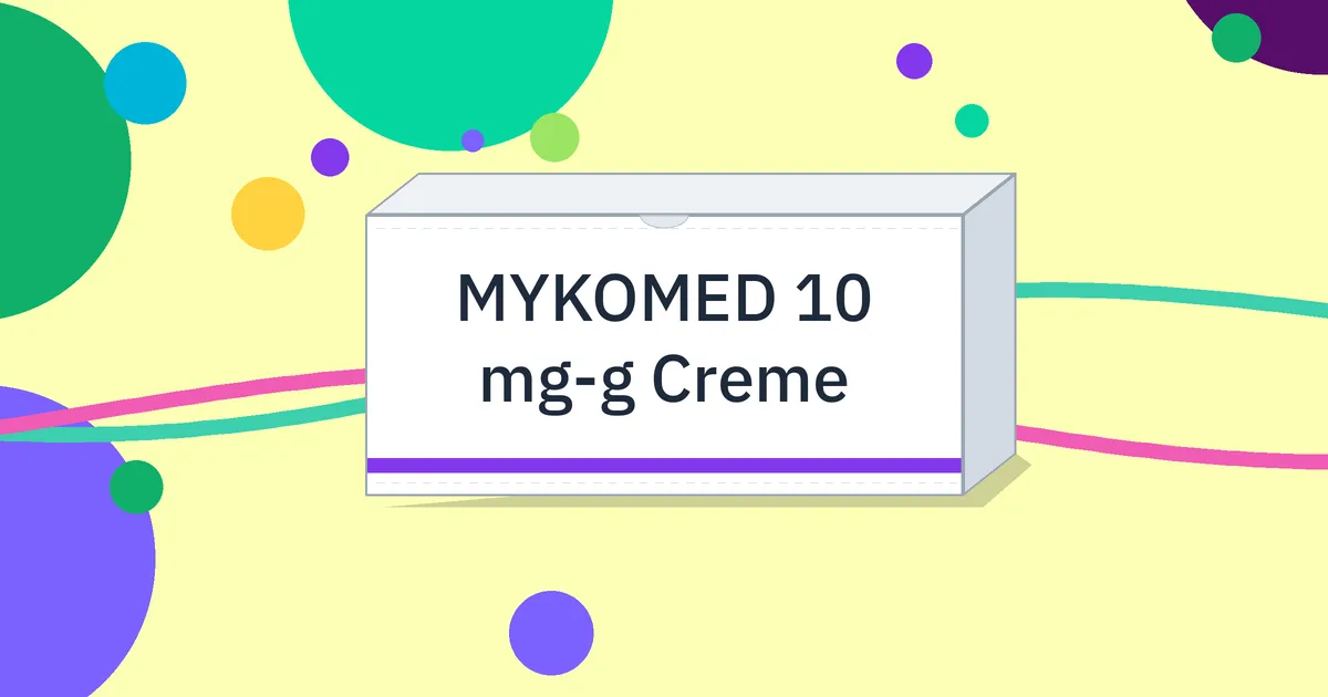 Symbolbild: Packung mit der Aufschrift MYKOMED 10 mg-g Creme (PZN 15579796) – Verfügbarkeit und Bezug in Apotheken in Frankfurt am Main