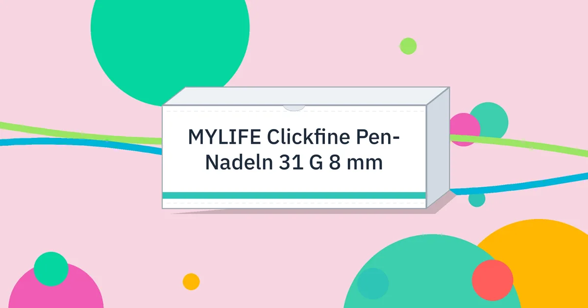 Symbolbild: Packung mit der Aufschrift MYLIFE Clickfine Pen-Nadeln 31 G 8 mm (PZN 10824920) – Verfügbarkeit und Bezug in Apotheken in Frankfurt am Main