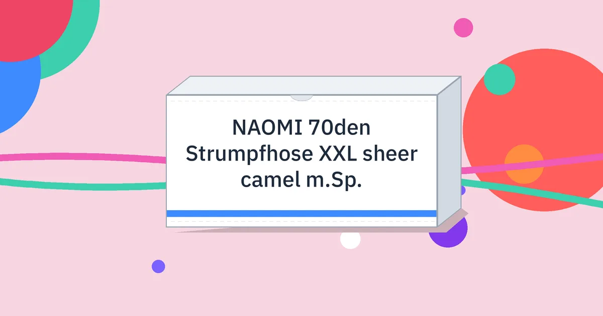 Symbolbild: Packung mit der Aufschrift NAOMI 70den Strumpfhose XXL sheer camel m.Sp. (PZN 16179828) – Verfügbarkeit und Bezug in Apotheken in Frankfurt am Main