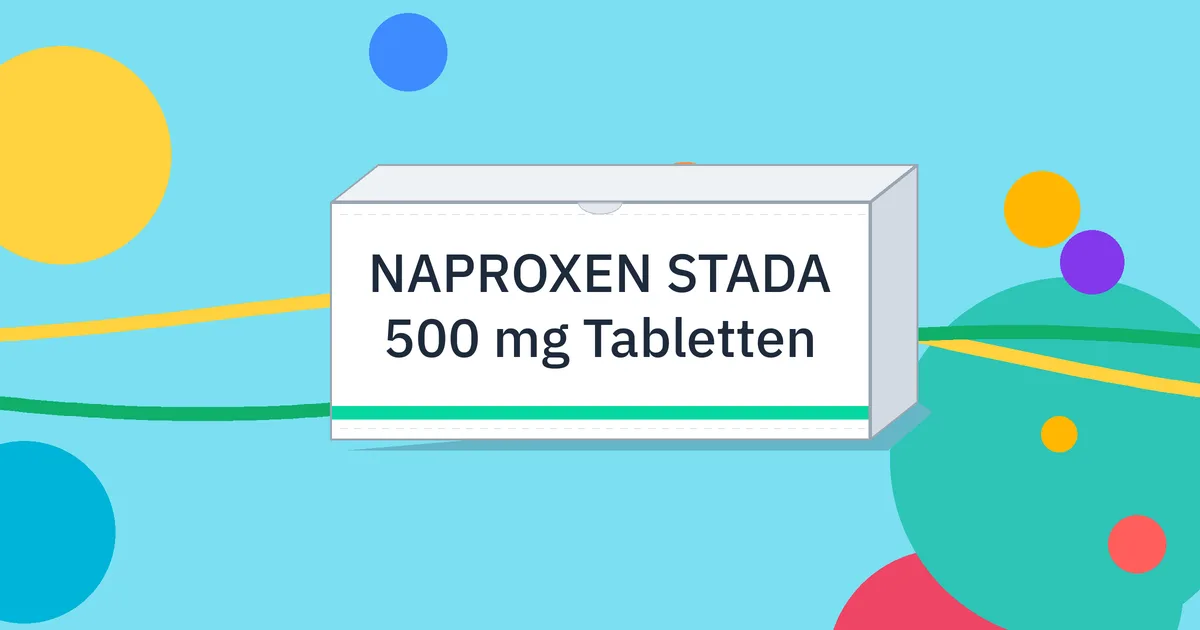 Symbolbild: Packung mit der Aufschrift NAPROXEN STADA 500 mg Tabletten (PZN 06873031) – Verfügbarkeit und Bezug in Apotheken in Frankfurt am Main