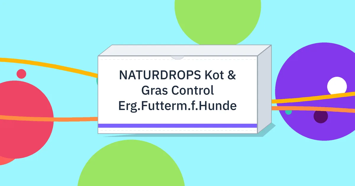 Symbolbild: Packung mit der Aufschrift NATURDROPS Kot & Gras Control Erg.Futterm.f.Hunde (PZN 19992079) – Verfügbarkeit und Bezug in Apotheken in Frankfurt am Main