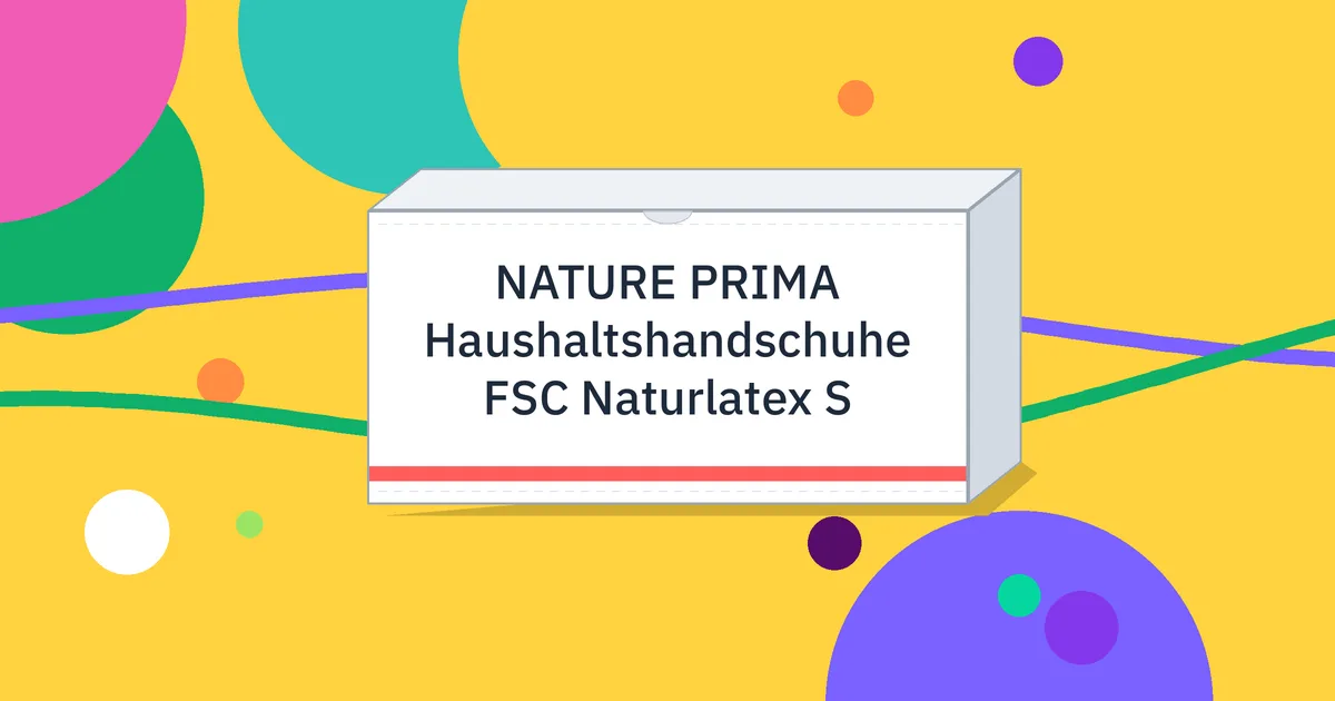 Symbolbild: Packung mit der Aufschrift NATURE PRIMA Haushaltshandschuhe FSC Naturlatex S (PZN 18783586) – Verfügbarkeit und Bezug in Apotheken in Frankfurt am Main
