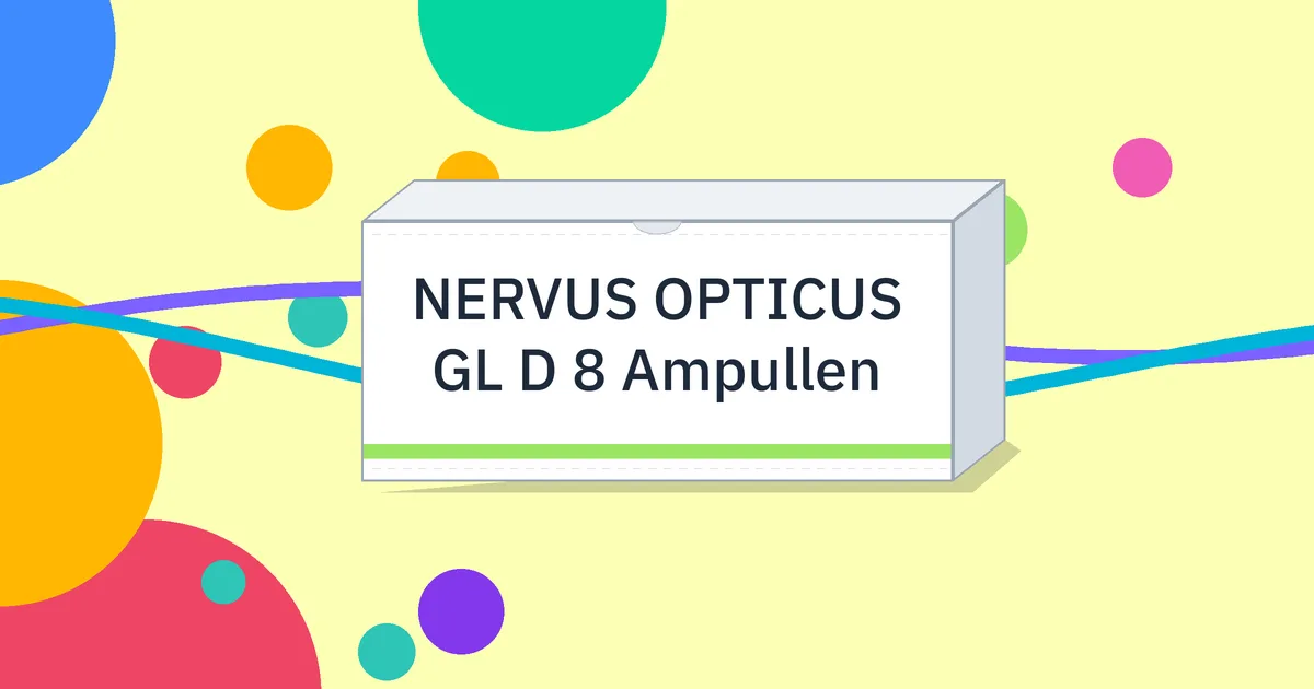 Symbolbild: Packung mit der Aufschrift NERVUS OPTICUS GL D 8 Ampullen (PZN 03355212) – Verfügbarkeit und Bezug in Apotheken in Frankfurt am Main