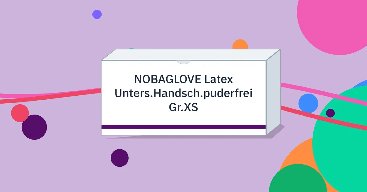 Symbolbild: Packung mit der Aufschrift NOBAGLOVE Latex Unters.Handsch.puderfrei Gr.XS (PZN 02804085) – Verfügbarkeit und Bezug in Apotheken in Frankfurt am Main