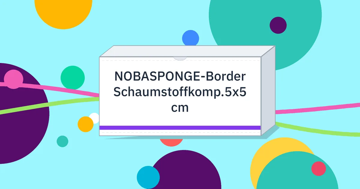 Symbolbild: Packung mit der Aufschrift NOBASPONGE-Border Schaumstoffkomp.5x5 cm (PZN 19531214) – Verfügbarkeit und Bezug in Apotheken in Frankfurt am Main