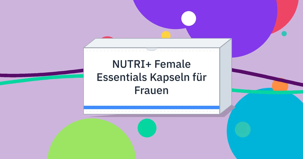 Symbolbild: Packung mit der Aufschrift NUTRI+ Female Essentials Kapseln für Frauen (PZN 19667534) – Verfügbarkeit und Bezug in Apotheken in Frankfurt am Main