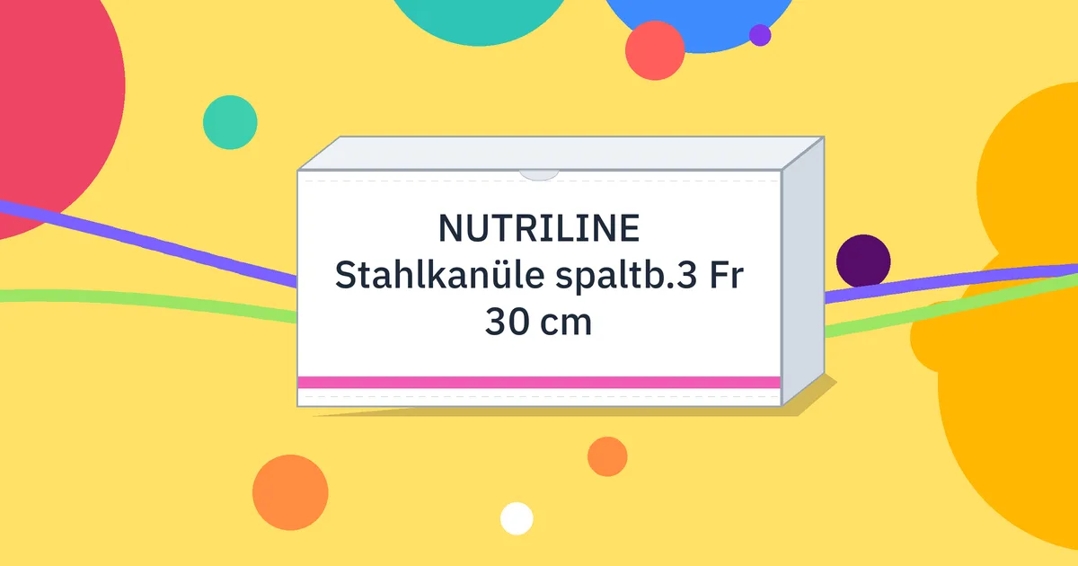 Symbolbild: Packung mit der Aufschrift NUTRILINE Stahlkanüle spaltb.3 Fr 30 cm (PZN 09398174) – Verfügbarkeit und Bezug in Apotheken in Frankfurt am Main