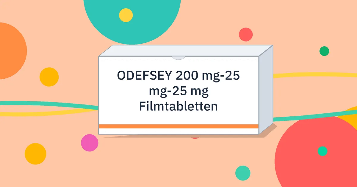 Symbolbild: Packung mit der Aufschrift ODEFSEY 200 mg-25 mg-25 mg Filmtabletten (PZN 13509509) – Verfügbarkeit und Bezug in Apotheken in Frankfurt am Main