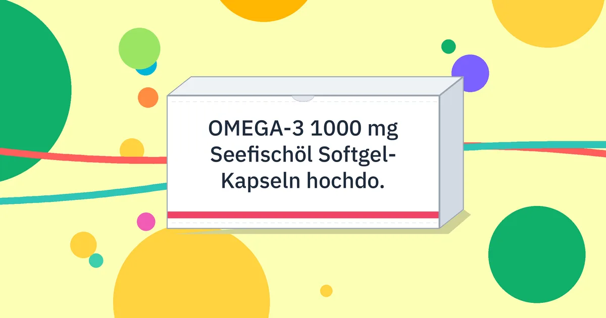 Symbolbild: Packung mit der Aufschrift OMEGA-3 1000 mg Seefischöl Softgel-Kapseln hochdo. (PZN 13721801) – Verfügbarkeit und Bezug in Apotheken in Frankfurt am Main