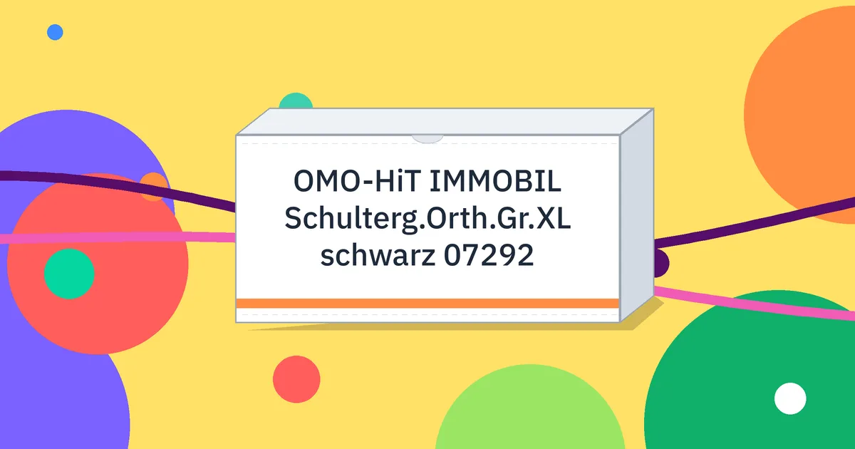 Symbolbild: Packung mit der Aufschrift OMO-HiT IMMOBIL Schulterg.Orth.Gr.XL schwarz 07292 (PZN 11028527) – Verfügbarkeit und Bezug in Apotheken in Frankfurt am Main