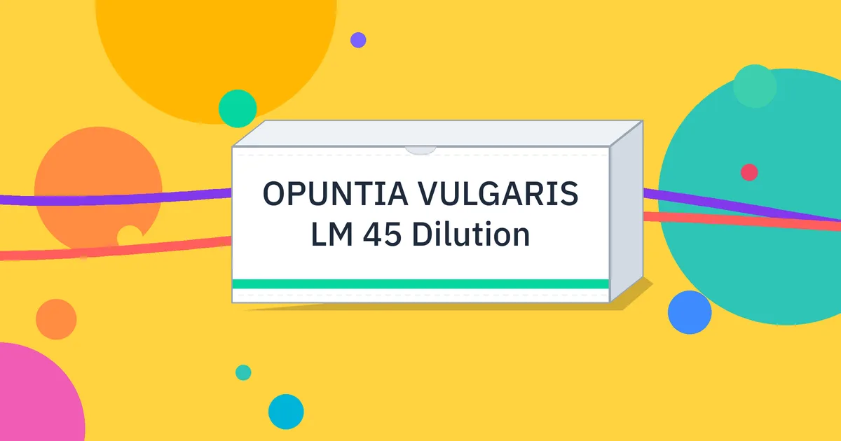 Symbolbild: Packung mit der Aufschrift OPUNTIA VULGARIS LM 45 Dilution (PZN 13627806) – Verfügbarkeit und Bezug in Apotheken in Frankfurt am Main