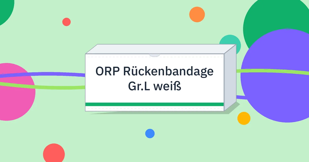 Symbolbild: Packung mit der Aufschrift ORP Rückenbandage Gr.L weiß (PZN 04902981) – Verfügbarkeit und Bezug in Apotheken in Frankfurt am Main