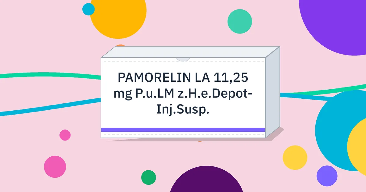 Symbolbild: Packung mit der Aufschrift PAMORELIN LA 11,25 mg P.u.LM z.H.e.Depot-Inj.Susp. (PZN 15389630) – Verfügbarkeit und Bezug in Apotheken in Frankfurt am Main