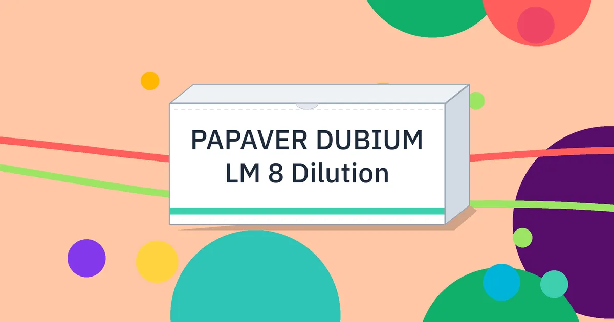 Symbolbild: Packung mit der Aufschrift PAPAVER DUBIUM LM 8 Dilution (PZN 13630731) – Verfügbarkeit und Bezug in Apotheken in Frankfurt am Main