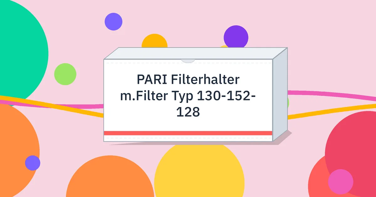 Symbolbild: Packung mit der Aufschrift PARI Filterhalter m.Filter Typ 130-152-128 (PZN 14042858) – Verfügbarkeit und Bezug in Apotheken in Frankfurt am Main