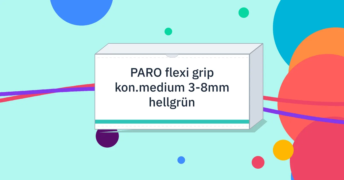 Symbolbild: Packung mit der Aufschrift PARO flexi grip kon.medium 3-8mm hellgrün (PZN 17372622) – Verfügbarkeit und Bezug in Apotheken in Frankfurt am Main