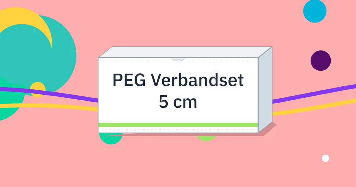 Symbolbild: Packung mit der Aufschrift PEG Verbandset 5 cm (PZN 09764354) – Verfügbarkeit und Bezug in Apotheken in Frankfurt am Main