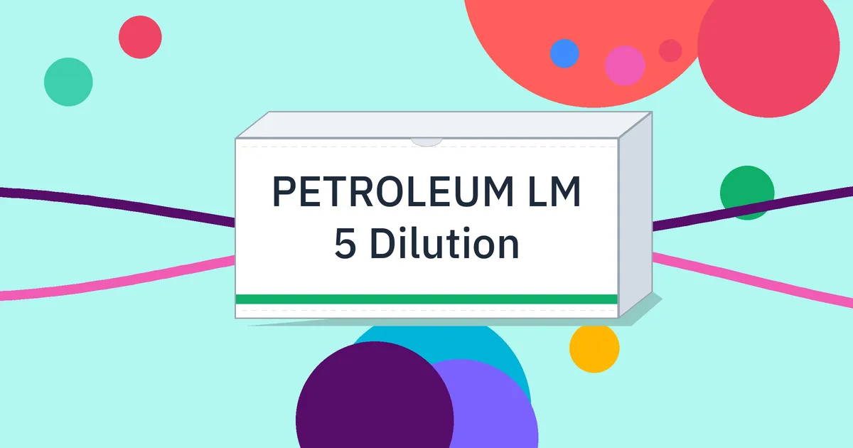 Symbolbild: Packung mit der Aufschrift PETROLEUM LM 5 Dilution (PZN 12977616) – Verfügbarkeit und Bezug in Apotheken in Frankfurt am Main