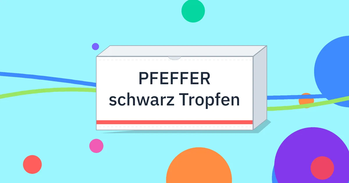 Symbolbild: Packung mit der Aufschrift PFEFFER schwarz Tropfen (PZN 15191744) – Verfügbarkeit und Bezug in Apotheken in Frankfurt am Main