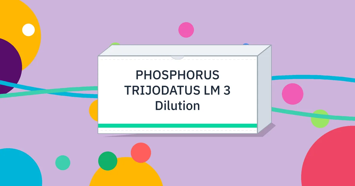 Symbolbild: Packung mit der Aufschrift PHOSPHORUS TRIJODATUS LM 3 Dilution (PZN 13034779) – Verfügbarkeit und Bezug in Apotheken in Frankfurt am Main