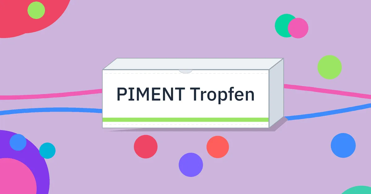 Symbolbild: Packung mit der Aufschrift PIMENT Tropfen (PZN 17555624) – Verfügbarkeit und Bezug in Apotheken in Frankfurt am Main