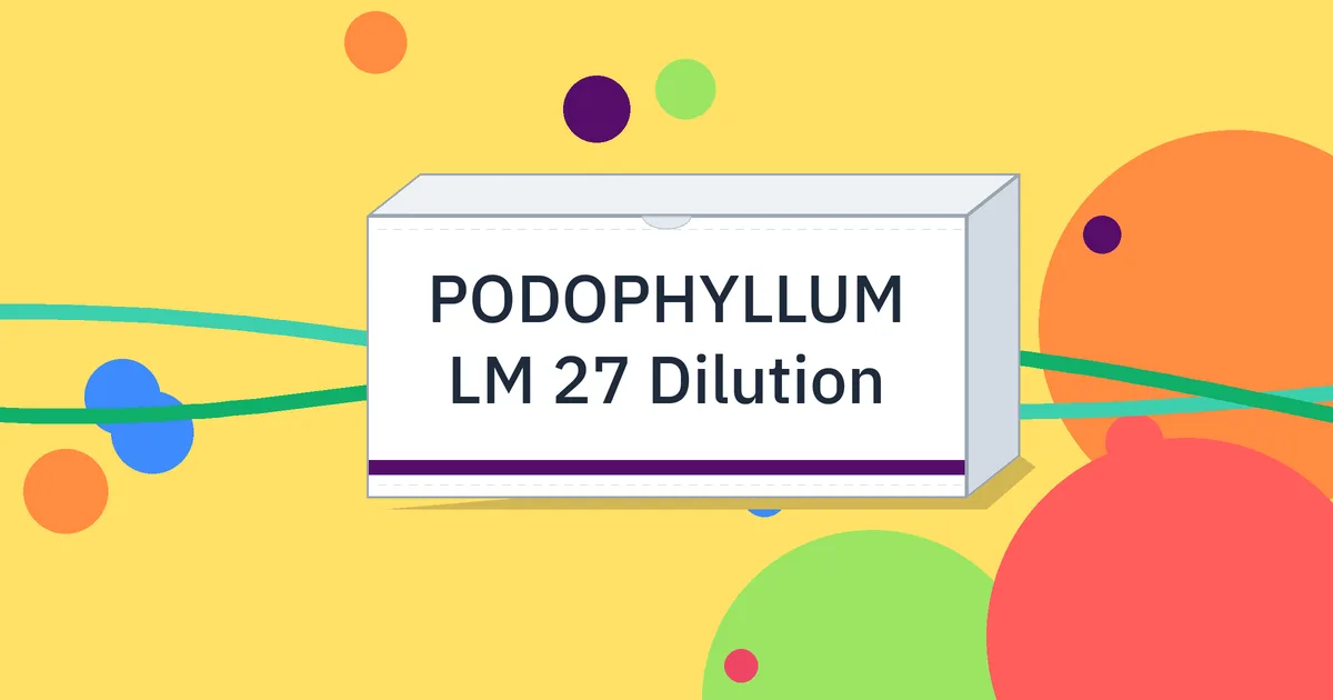 Symbolbild: Packung mit der Aufschrift PODOPHYLLUM LM 27 Dilution (PZN 13043146) – Verfügbarkeit und Bezug in Apotheken in Frankfurt am Main