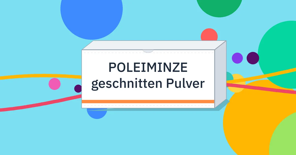 Symbolbild: Packung mit der Aufschrift POLEIMINZE geschnitten Pulver (PZN 19301299) – Verfügbarkeit und Bezug in Apotheken in Frankfurt am Main
