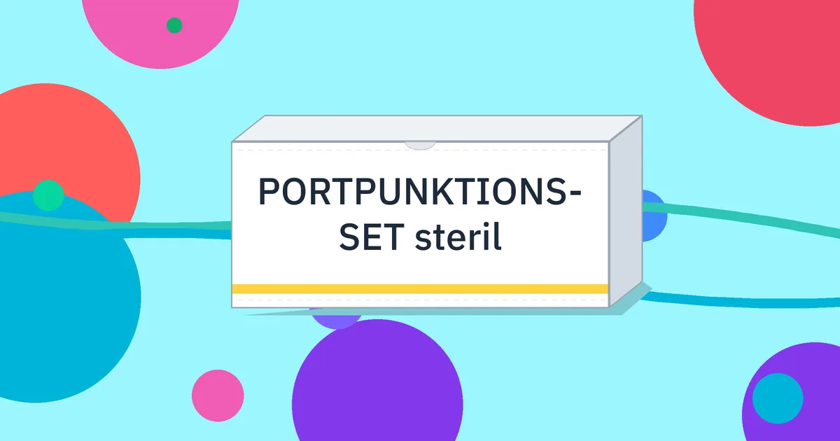 Symbolbild: Packung mit der Aufschrift PORTPUNKTIONS-SET steril (PZN 11285187) – Verfügbarkeit und Bezug in Apotheken in Frankfurt am Main