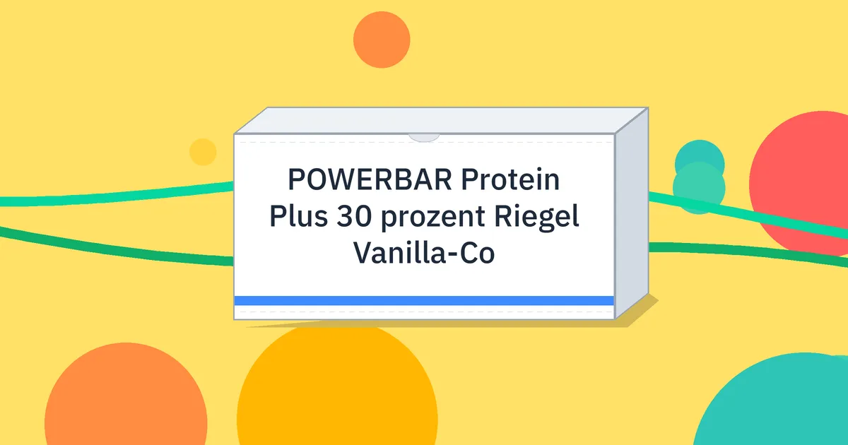 Symbolbild: Packung mit der Aufschrift POWERBAR Protein Plus 30 prozent Riegel Vanilla-Co (PZN 10735010) – Verfügbarkeit und Bezug in Apotheken in Frankfurt am Main