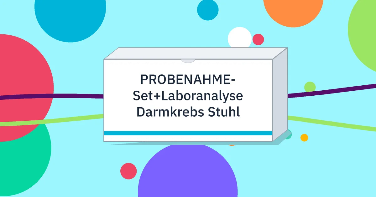 Symbolbild: Packung mit der Aufschrift PROBENAHME-Set+Laboranalyse Darmkrebs Stuhl (PZN 19679201) – Verfügbarkeit und Bezug in Apotheken in Frankfurt am Main