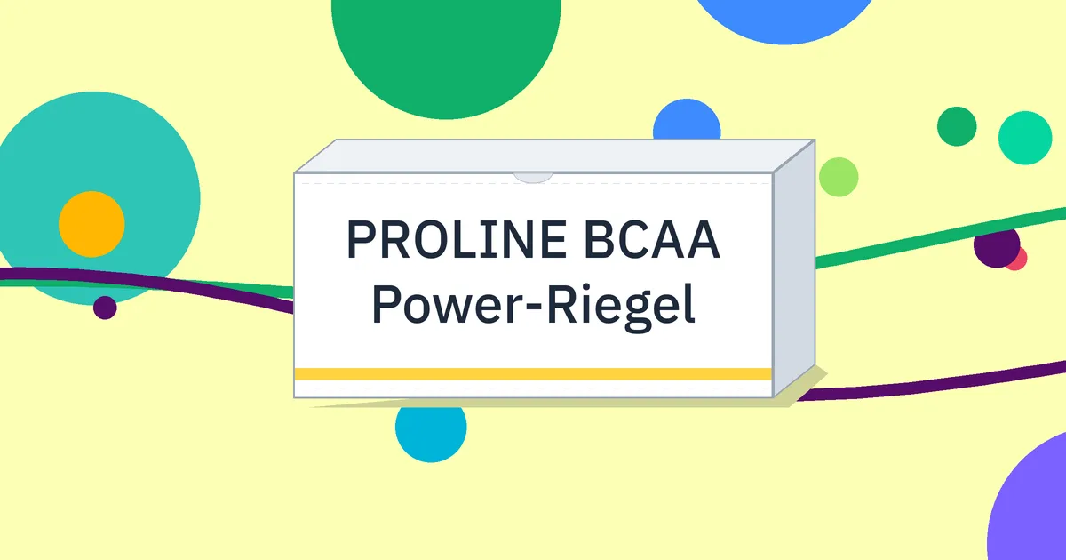 Symbolbild: Packung mit der Aufschrift PROLINE BCAA Power-Riegel (PZN 11593859) – Verfügbarkeit und Bezug in Apotheken in Frankfurt am Main