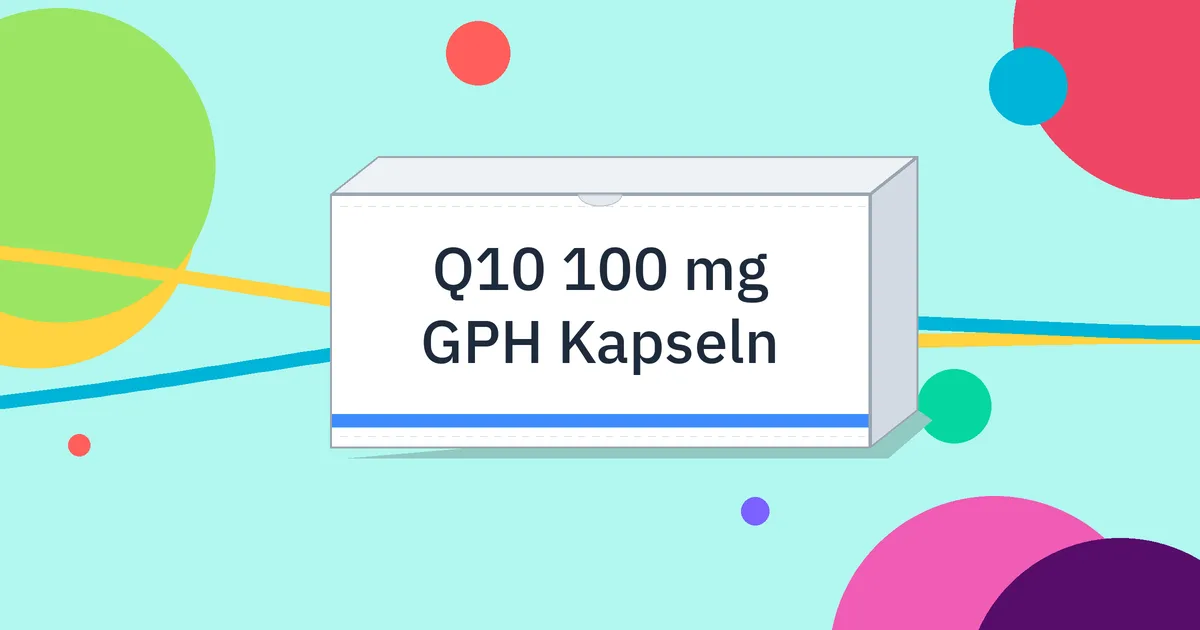Symbolbild: Packung mit der Aufschrift Q10 100 mg GPH Kapseln (PZN 09722166) – Verfügbarkeit und Bezug in Apotheken in Frankfurt am Main