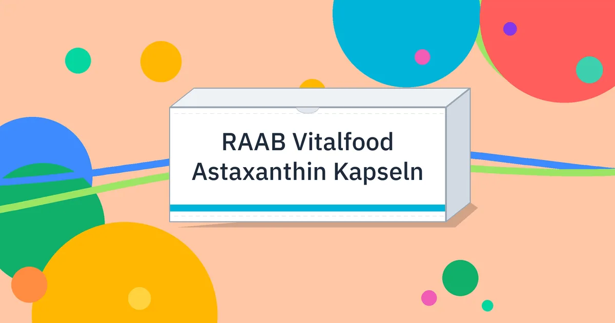 Symbolbild: Packung mit der Aufschrift RAAB Vitalfood Astaxanthin Kapseln (PZN 19304381) – Verfügbarkeit und Bezug in Apotheken in Frankfurt am Main