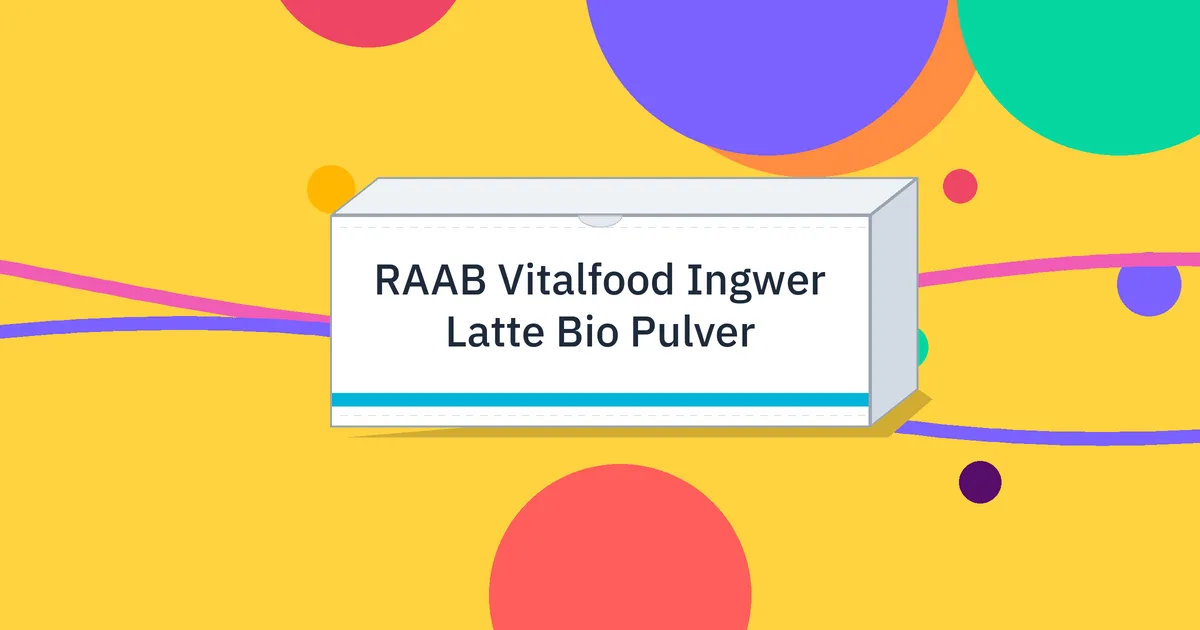 Symbolbild: Packung mit der Aufschrift RAAB Vitalfood Ingwer Latte Bio Pulver (PZN 19305245) – Verfügbarkeit und Bezug in Apotheken in Frankfurt am Main