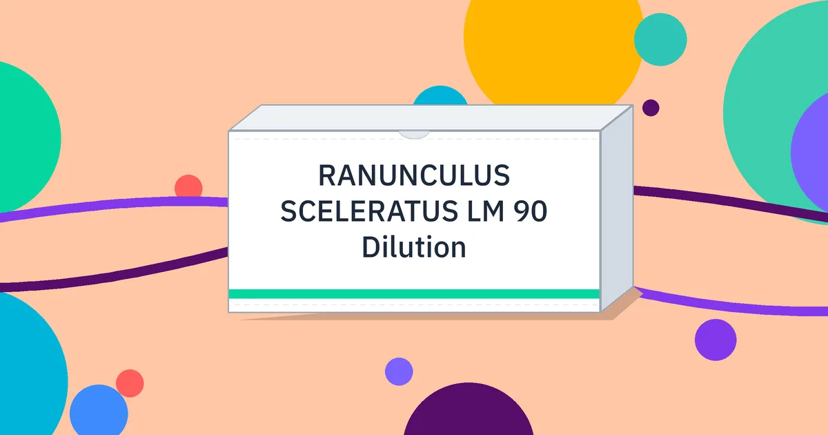 Symbolbild: Packung mit der Aufschrift RANUNCULUS SCELERATUS LM 90 Dilution (PZN 13676590) – Verfügbarkeit und Bezug in Apotheken in Frankfurt am Main