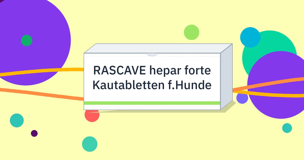 Symbolbild: Packung mit der Aufschrift RASCAVE hepar forte Kautabletten f.Hunde (PZN 17835016) – Verfügbarkeit und Bezug in Apotheken in Frankfurt am Main
